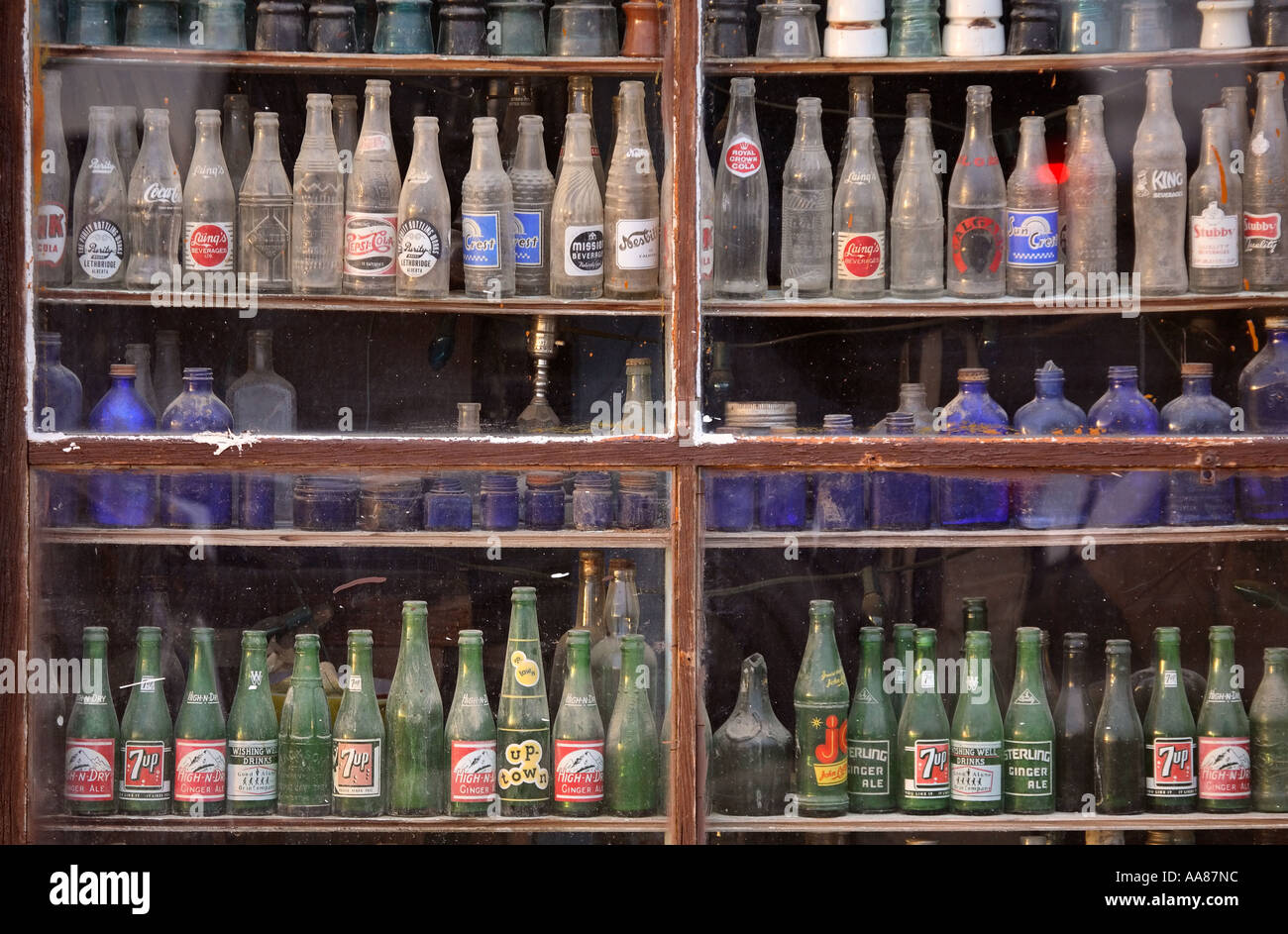 Old glass bottles in window in scenic Saskatchewan Canada Stock Photo ...