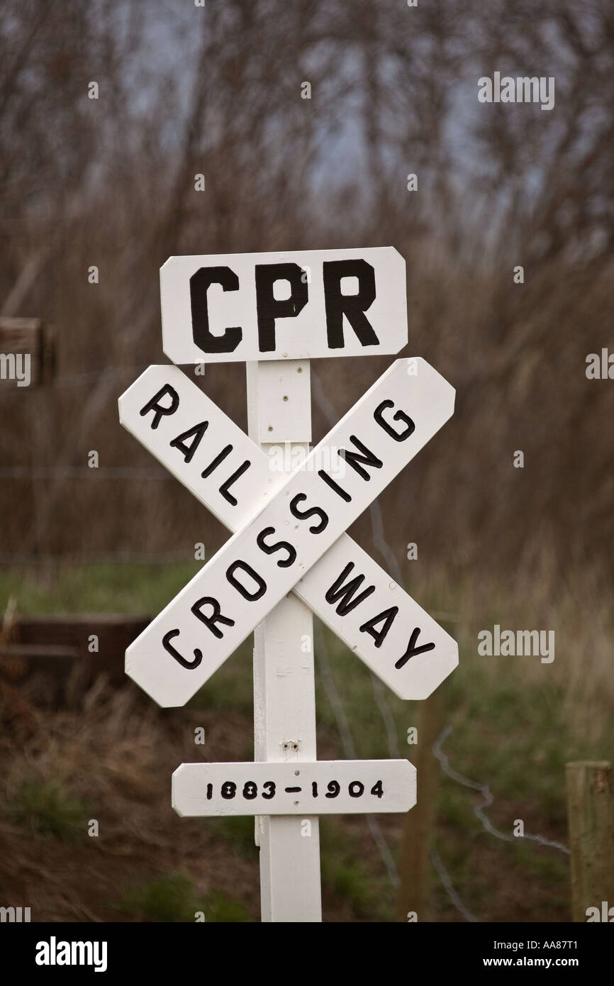 Very old railroad crossing sign in scenic Saskatchewan Canada Stock ...