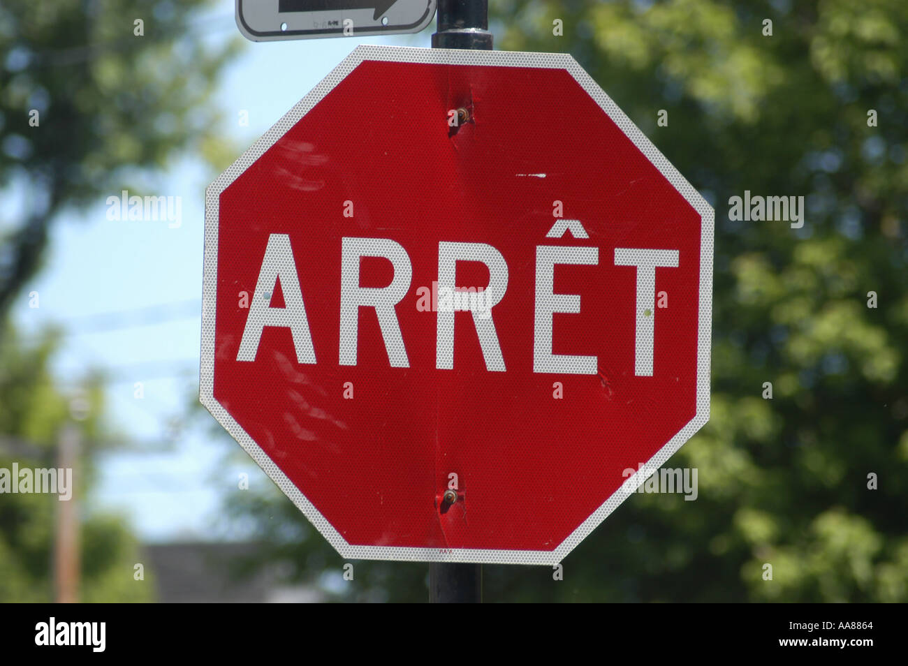French only Stop sign in Montreal Quebec Canada characteristic to the ...