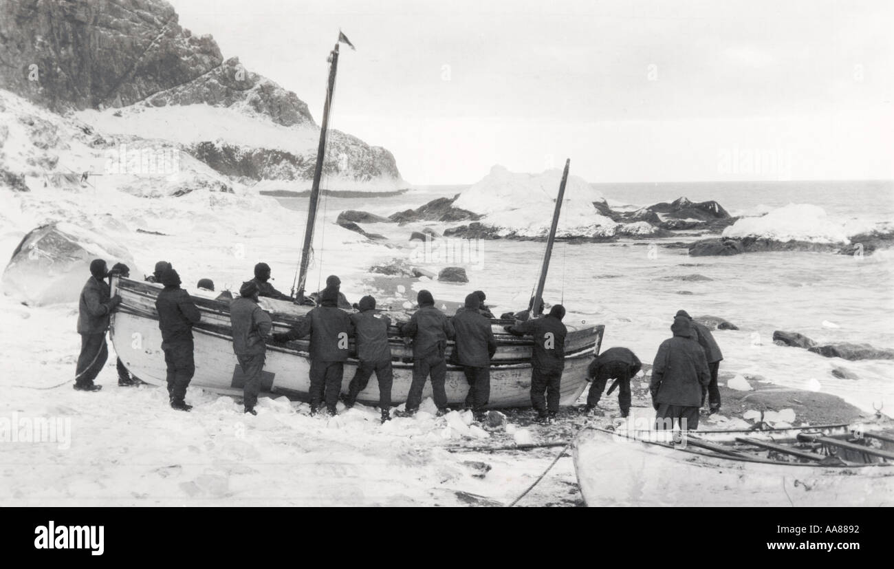 Launching the James Caird Imperial Trans Antarctic Expedition Stock ...