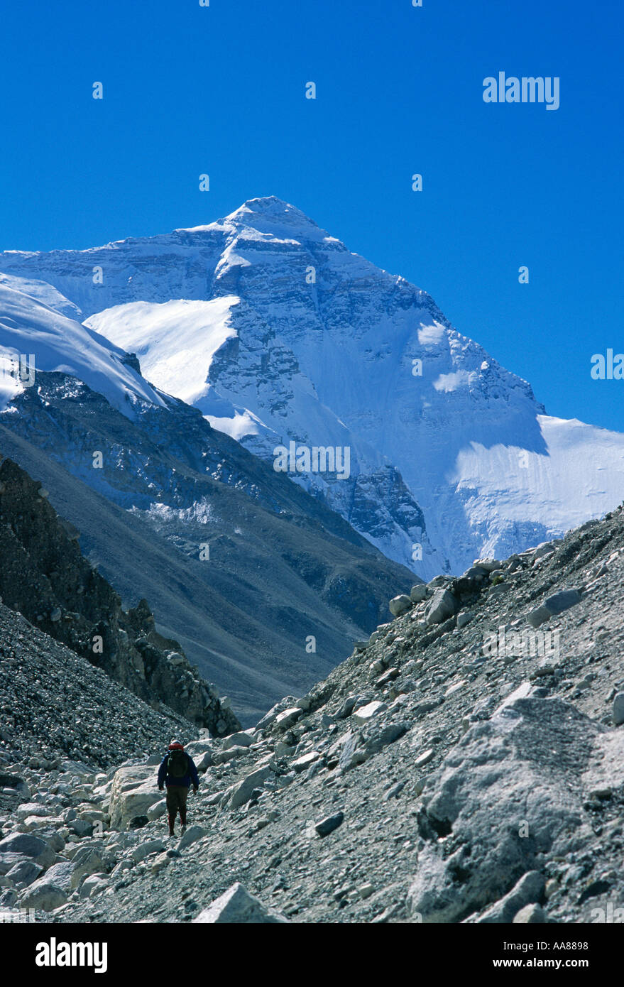 Climbers approaching the north face of Mount Everest Stock Photo - Alamy