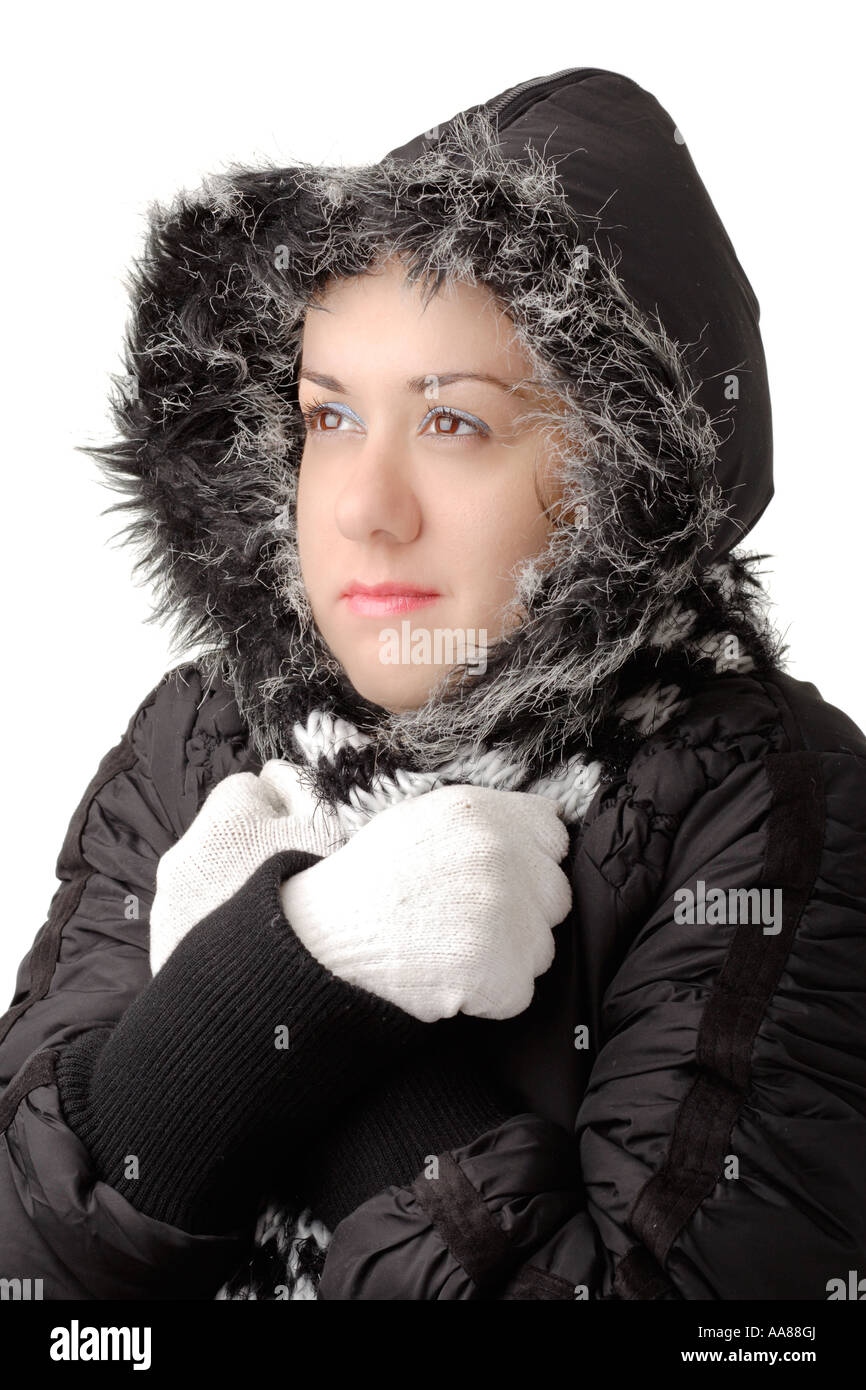 Young woman feeling cold Stock Photo - Alamy