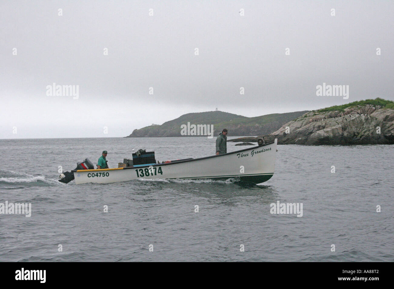 Newfoundland Fishing Boat Three Grandsons Returning to Harbour Stock ...