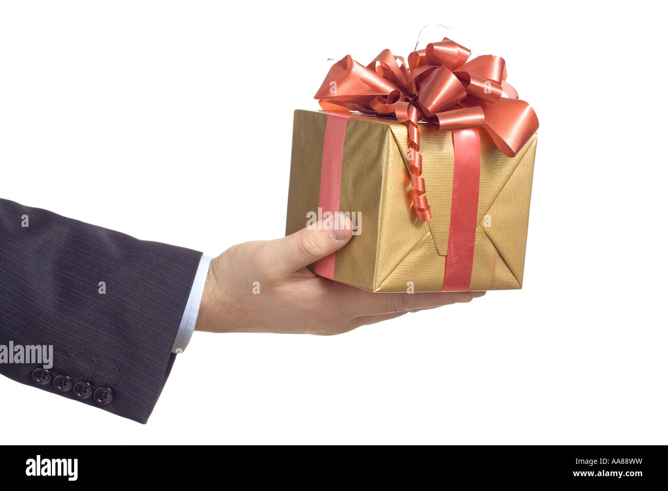 Hand holding a box Stock Photo - Alamy