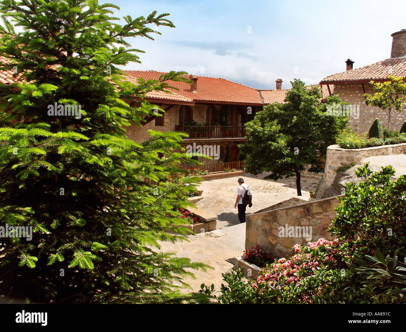 Saint Stephanos Monastery visitor walking Meteora Kalabaka Greece Stock ...