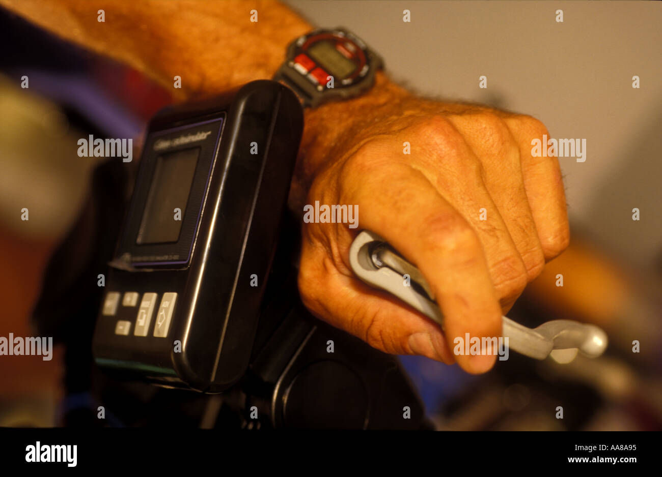 heart rate monitor on jogger on treadmill Stock Photo - Alamy
