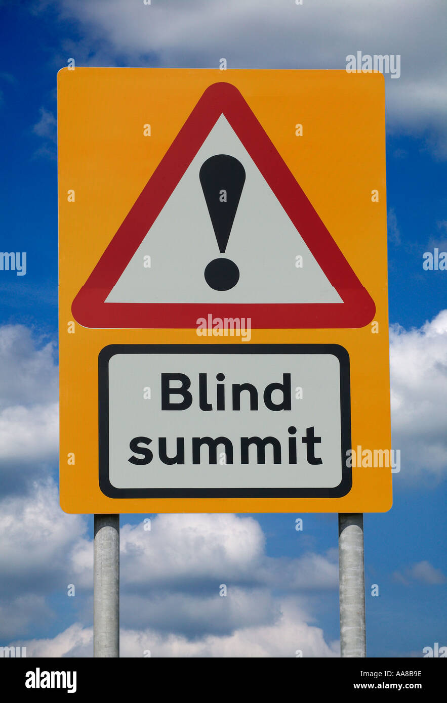 ROAD TRAFFIC WARNING SIGN BLIND SUMMIT ENGLAND UK Stock Photo - Alamy