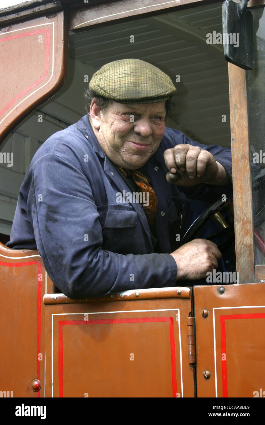 Man in Engine Cab at Steam Rally Stock Photo - Alamy