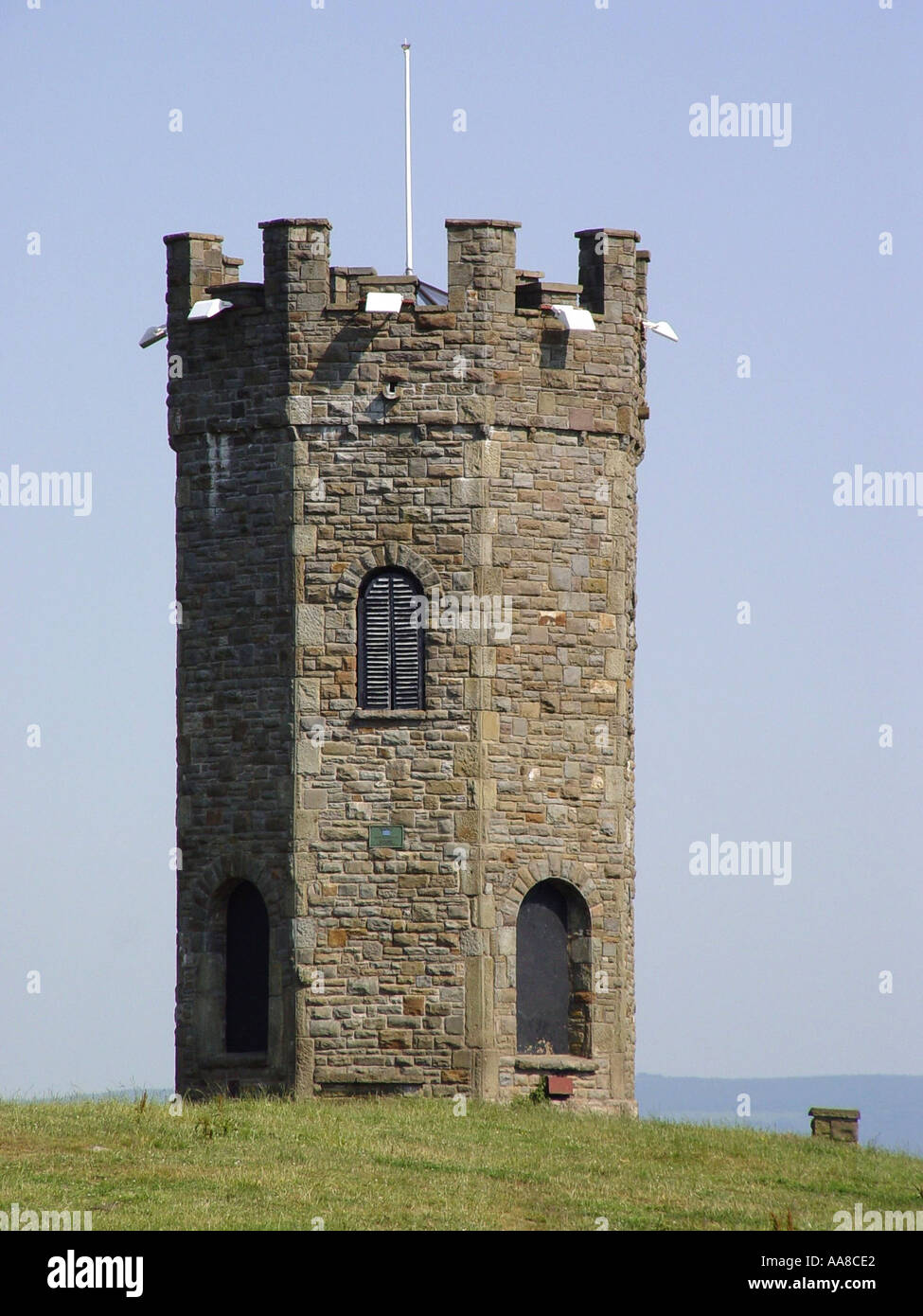 Historical Folly Tower overlooking rural Monmouthshire and the town of ...