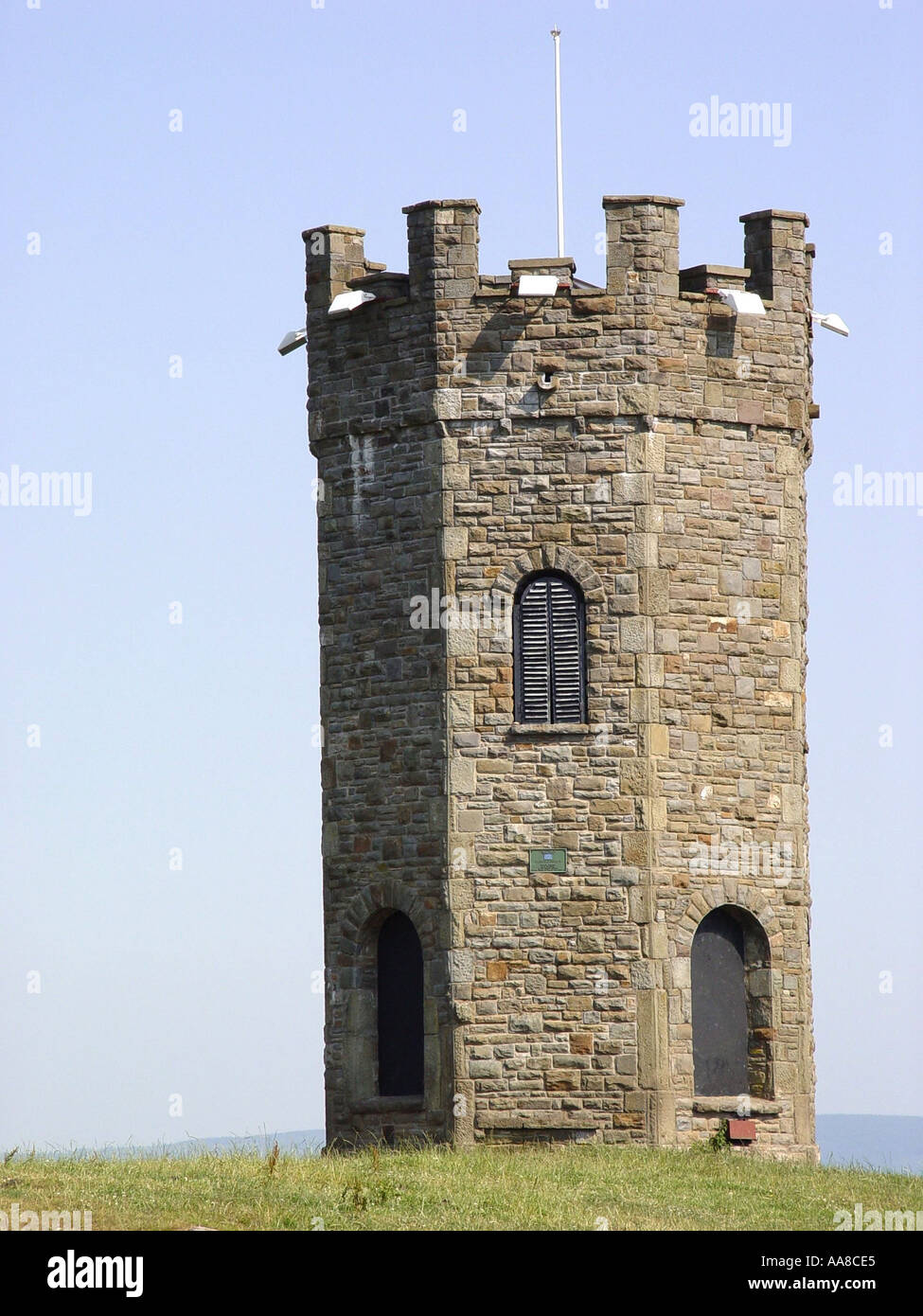 Historical Folly Tower overlooking rural Monmouthshire and the town of ...