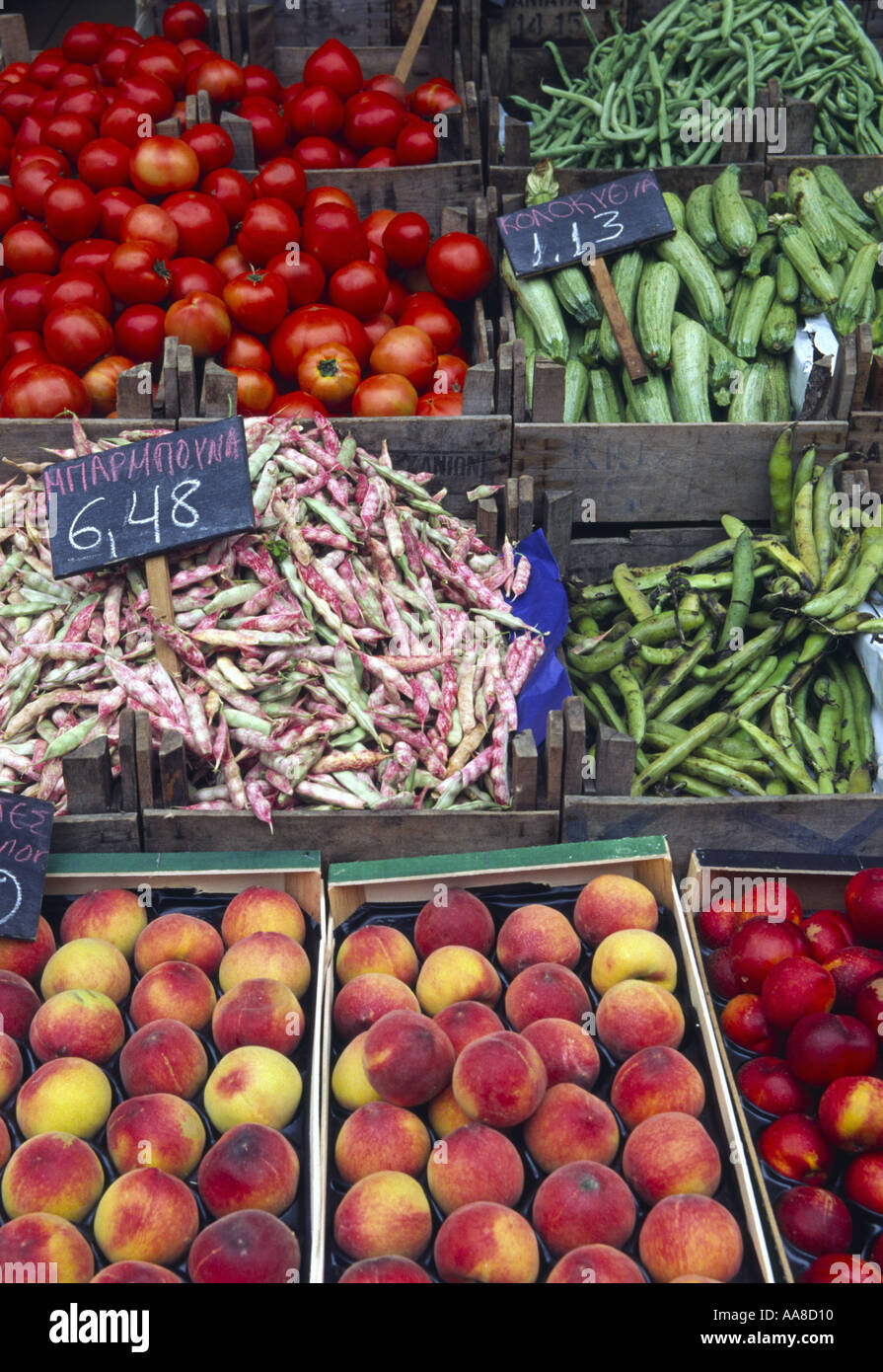 Organically grown fruit and vegetables in a market stall Stock Photo ...