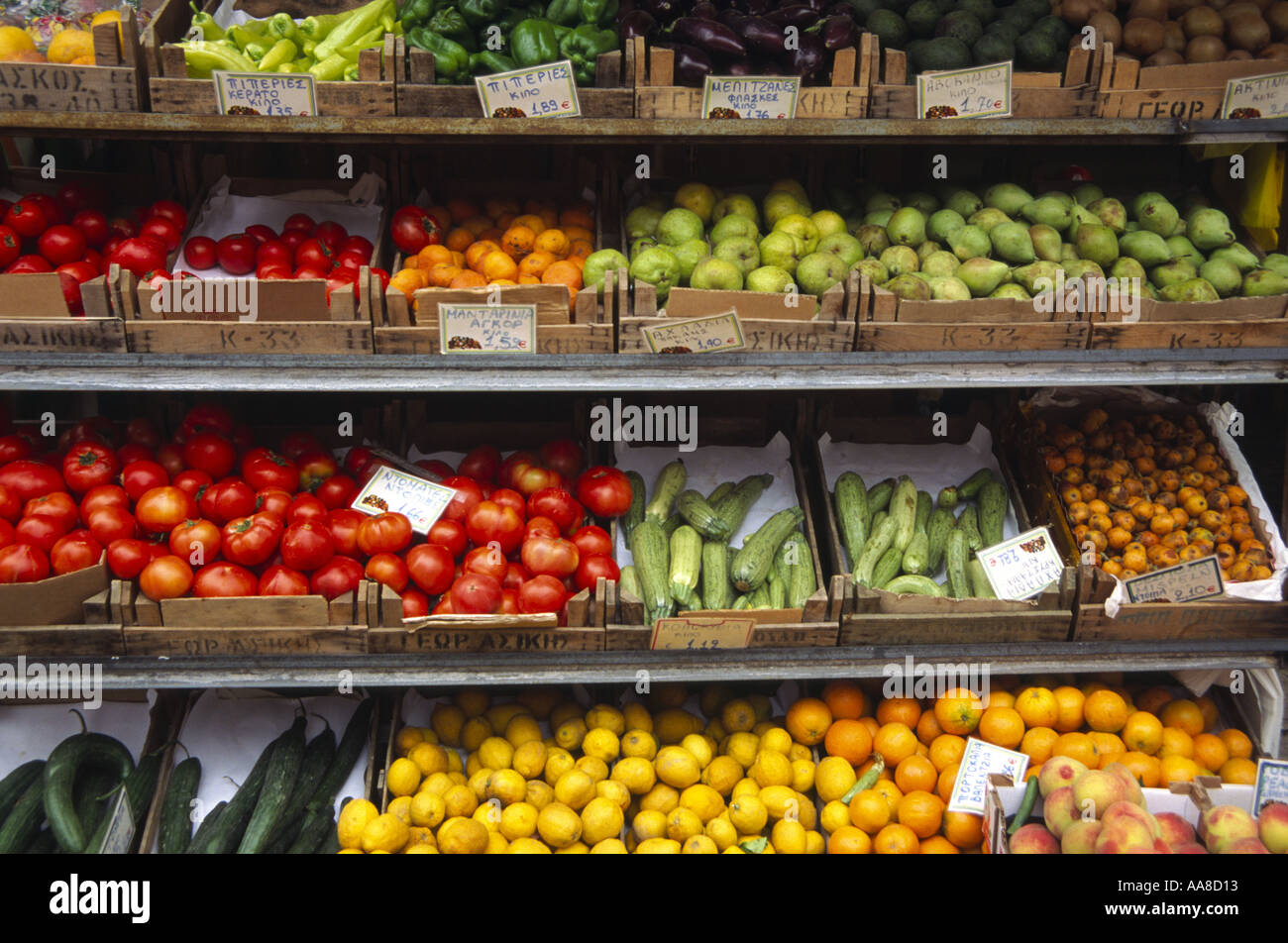Organically grown fruit and vegetables in a market stall Stock Photo ...