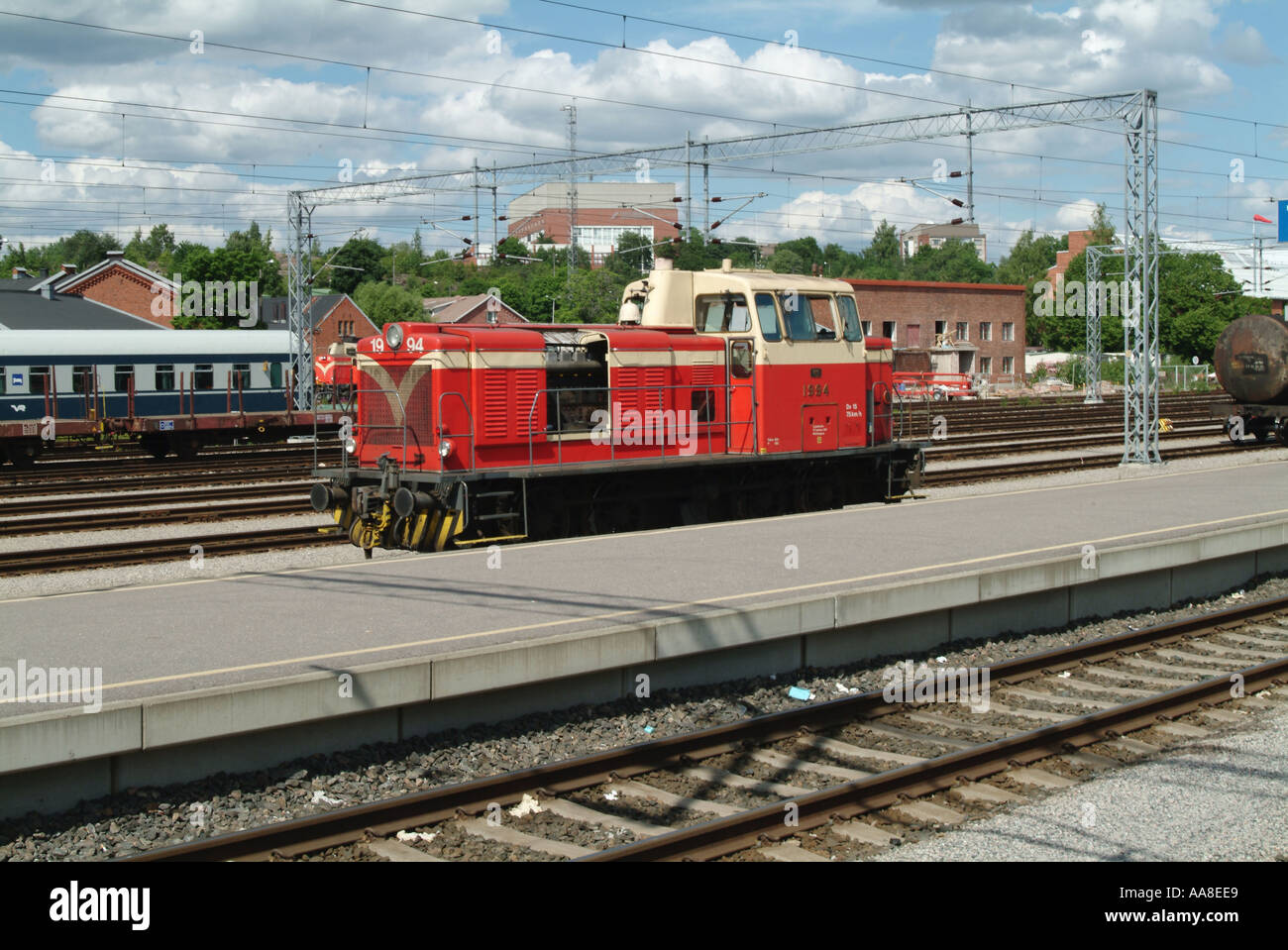 shunter shunting train siding finnish finland railway Stock Photo - Alamy