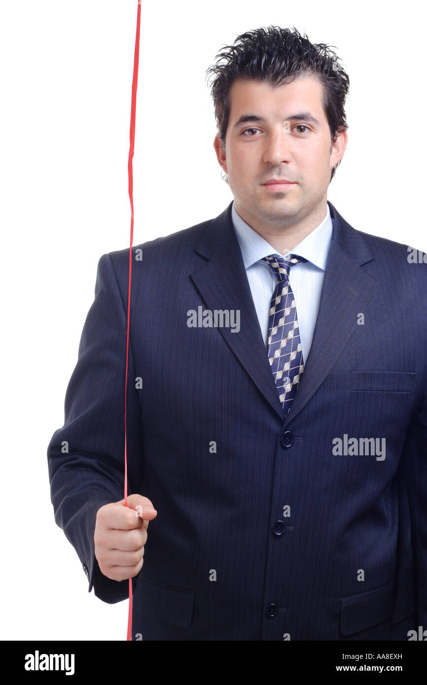 Man holding a red string in his hand Stock Photo - Alamy