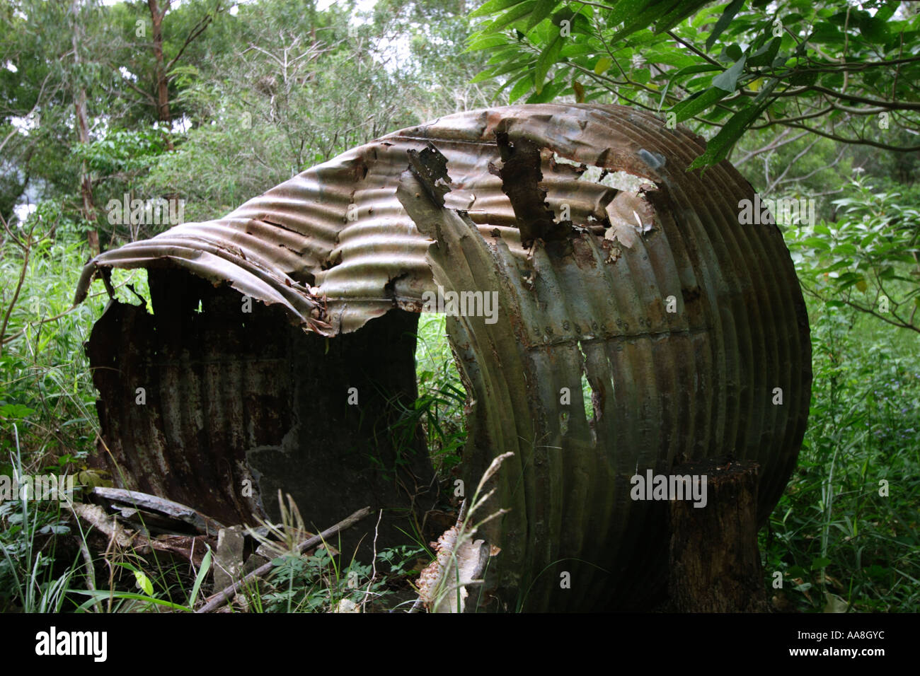 RUSTY OLD WATER TANK IN BUSH HORIZONTAL BAPDB7531 Stock Photo - Alamy
