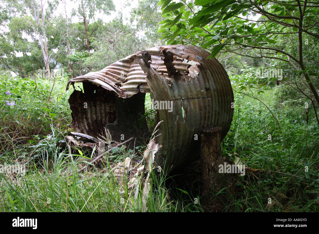 RUSTY OLD WATER TANK IN BUSH HORIZONTAL BAPDB7532 Stock Photo - Alamy