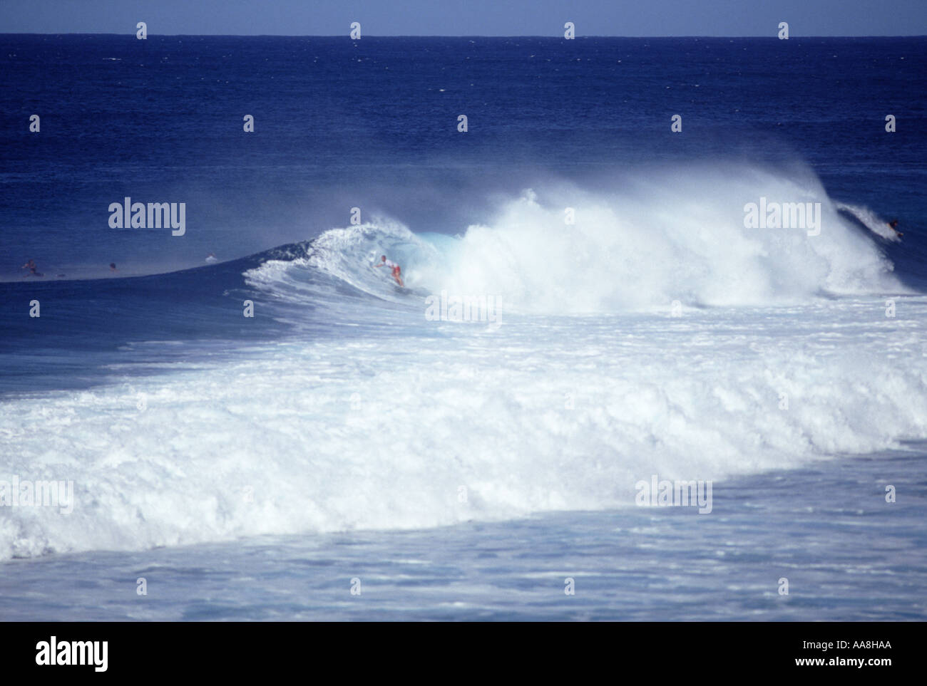 Surf and surfers North Shore Oahu Hawaii USA Stock Photo - Alamy