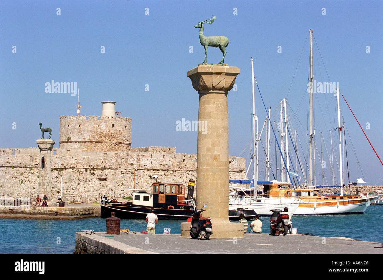 Mandraki harbour in Rhodes Stock Photo - Alamy