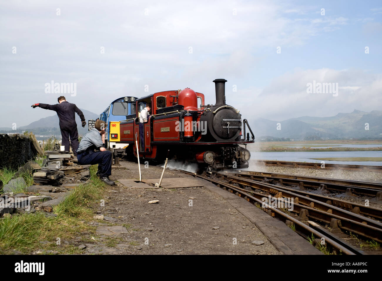 David Lloyd George Train narrow gauge steam train at Boston Lodge on ...