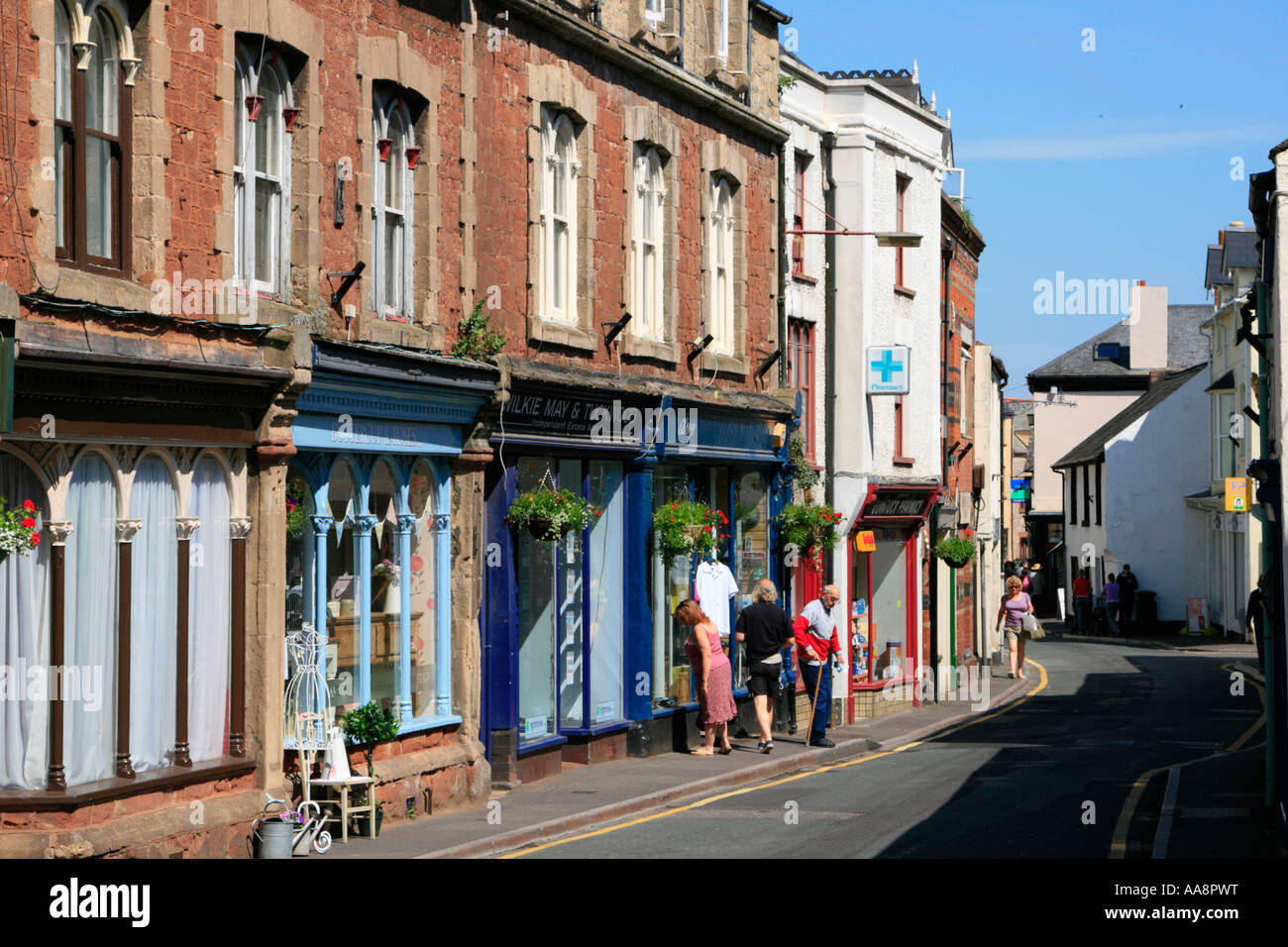 watchet village high street shops west somerset coastal town england ...