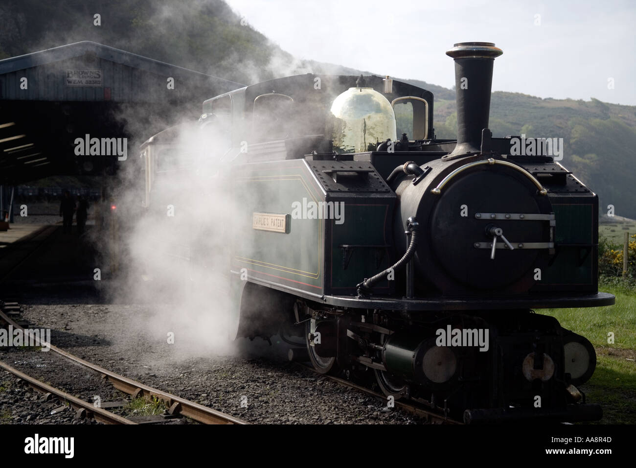 Narrow gauge steam train in North Wales on the Ffestiniog railway Stock ...