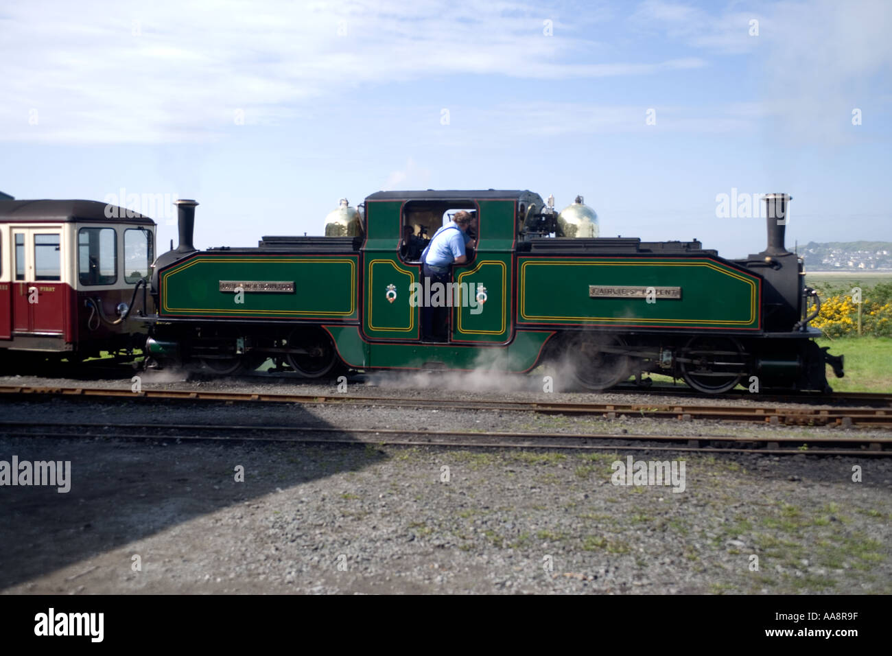 Narrow gauge steam train called The Earl of Merioneth in North Wales at ...