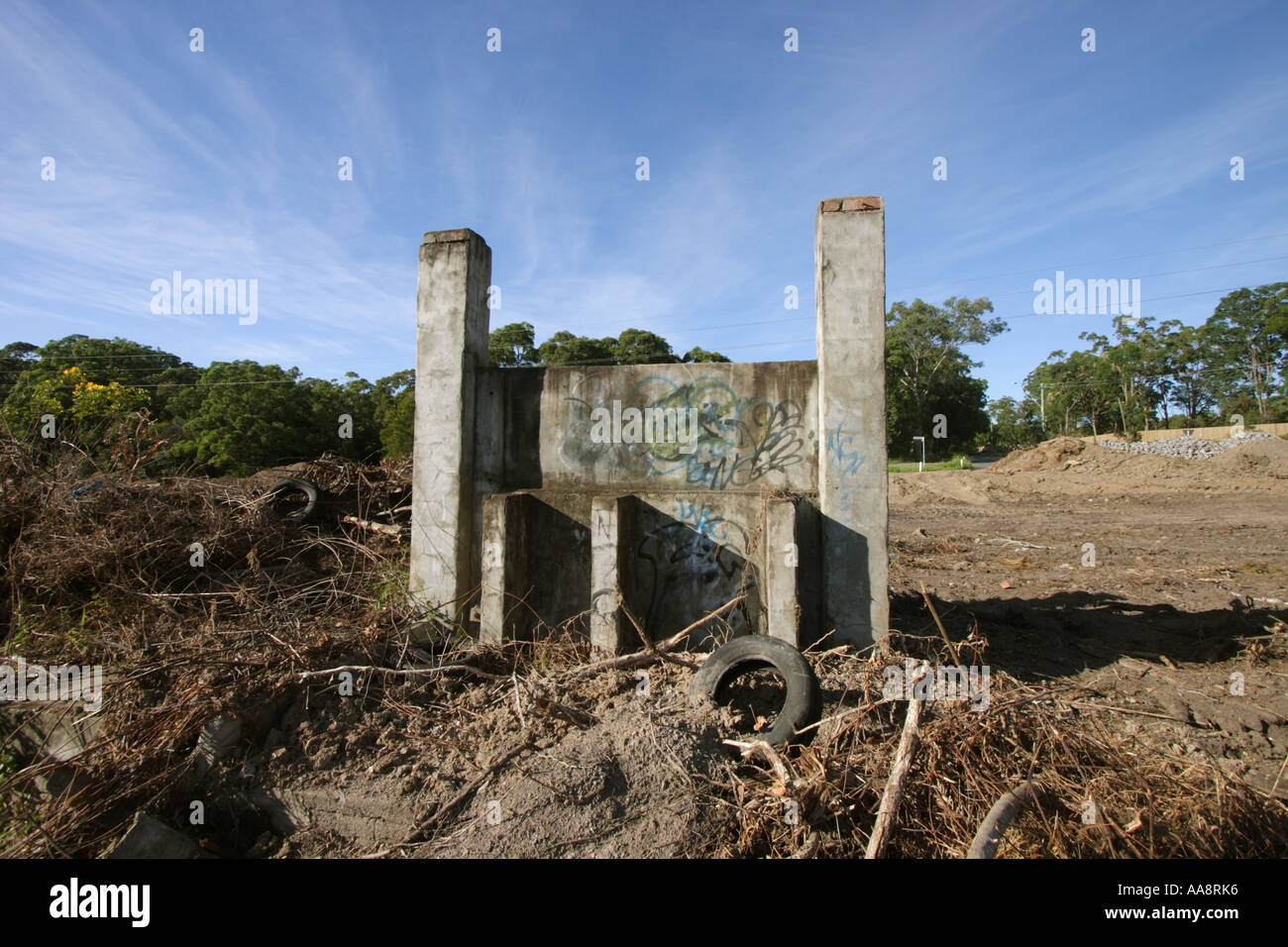 GRAFFITI / GRAFITTI ON LAND BEING CLEARED HORIZONTAL BAPDB7246 Stock ...