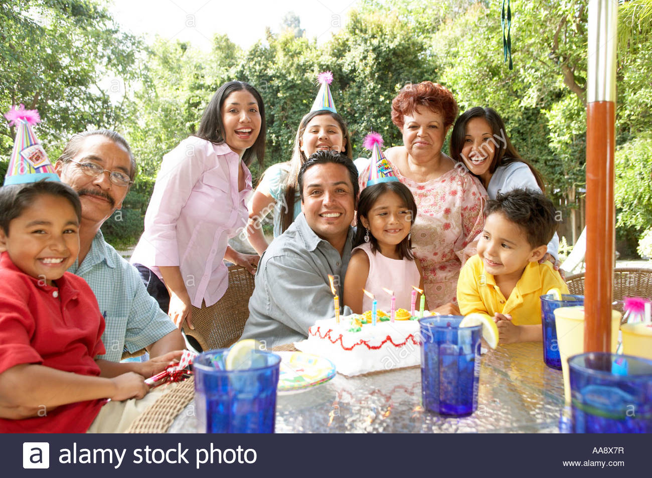 Extended Hispanic family at birthday party Stock Photo: 12552826 - Alamy
