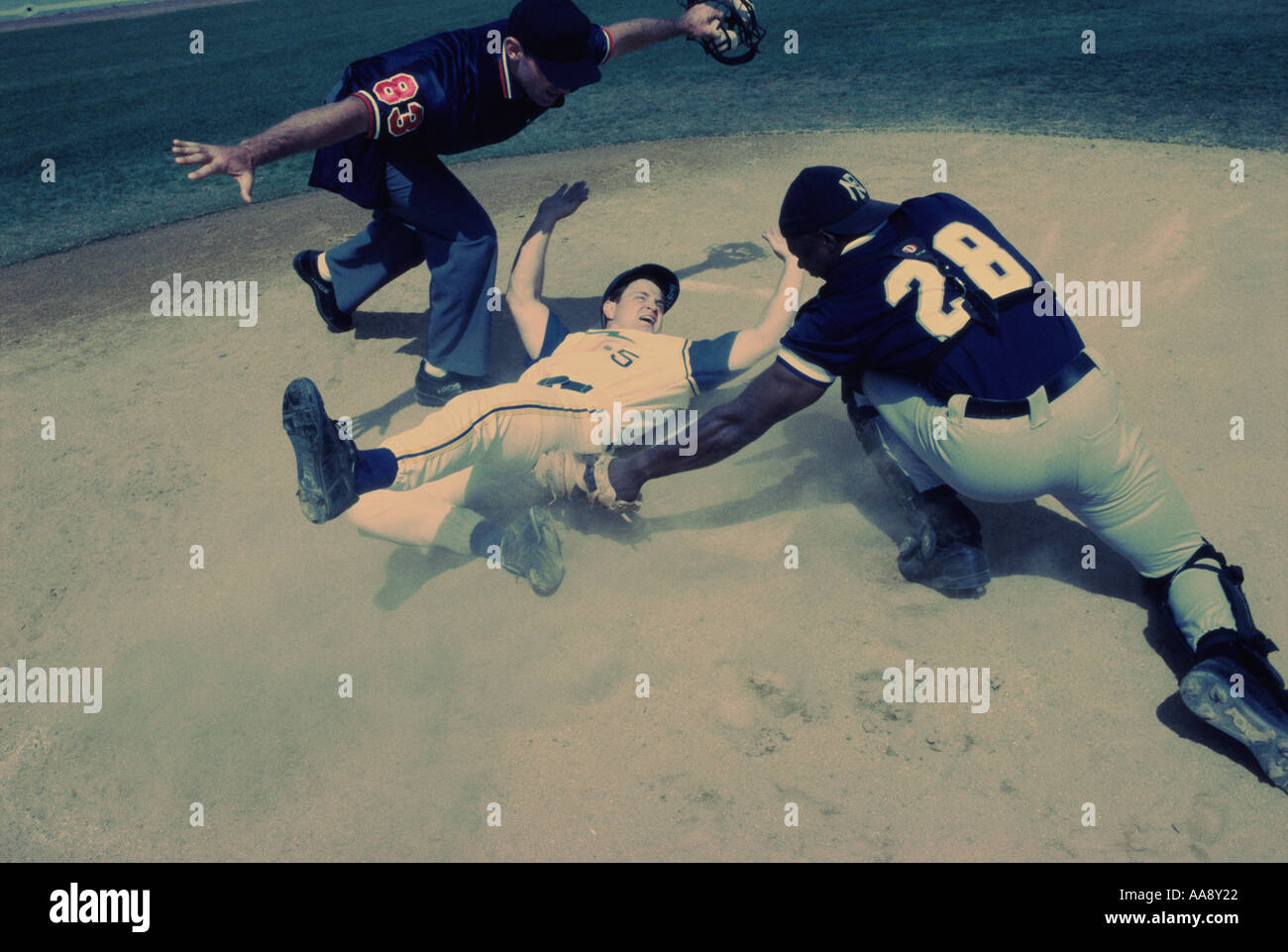 Baseball players on a field Stock Photo - Alamy