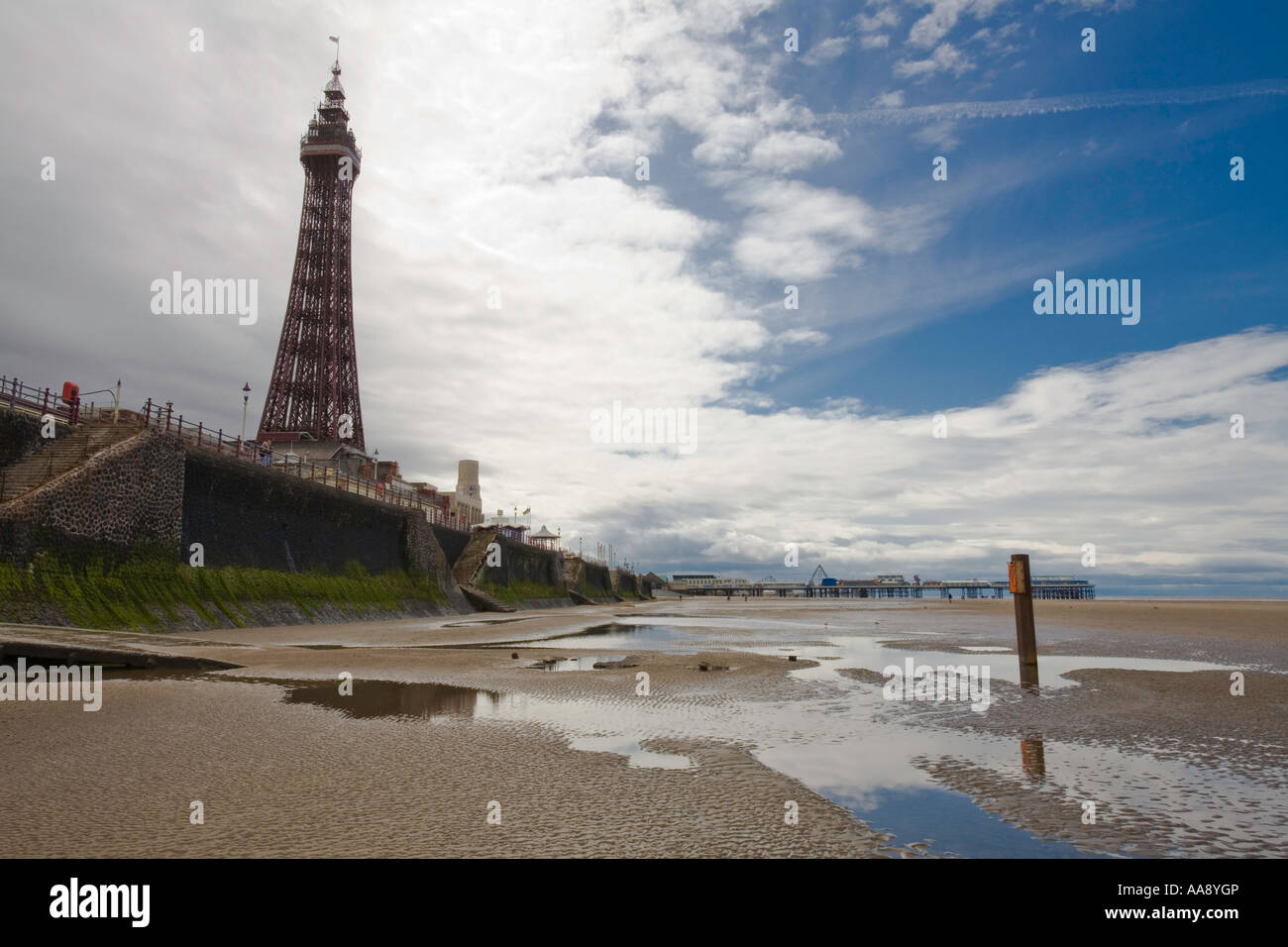 Tower from the beach Blackpool Lancashire England Europe Stock Photo ...