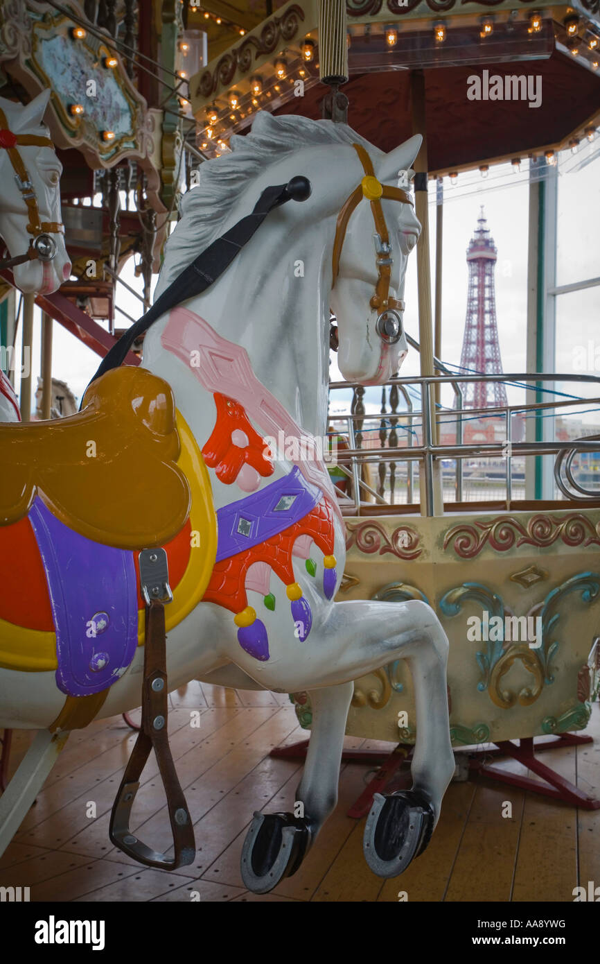 Merry go round Blackpool Lancashire England Europe Stock Photo - Alamy