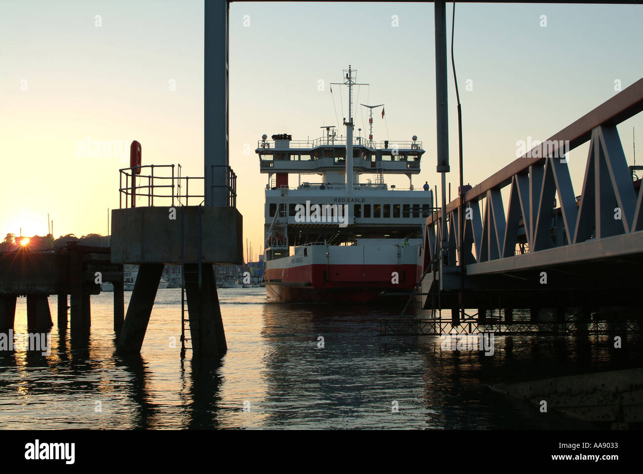 Red Funnel Line Ferry Red Eagle Approaches Dock at Cowes Isle of Wight ...