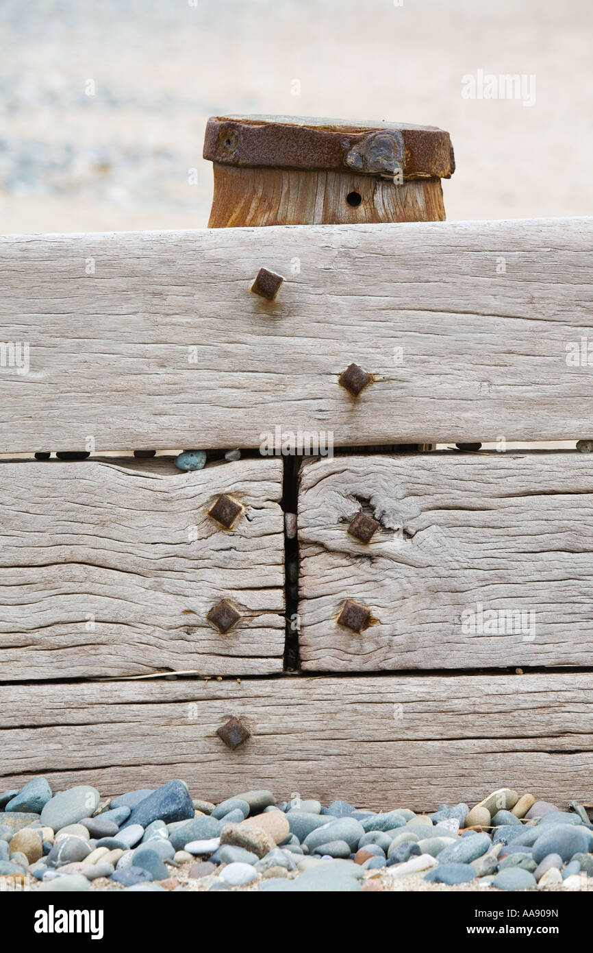 Erosion defenses groyne Rossall Point Fleetwood Lancashire England ...