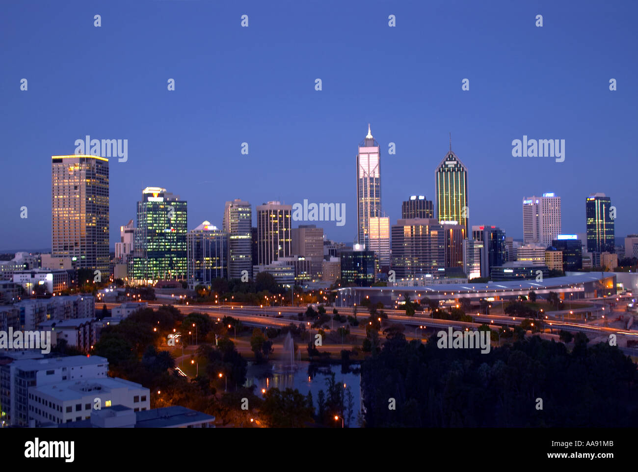 Perth Skyline Evening W.A. Western Australia Stock Photo - Alamy