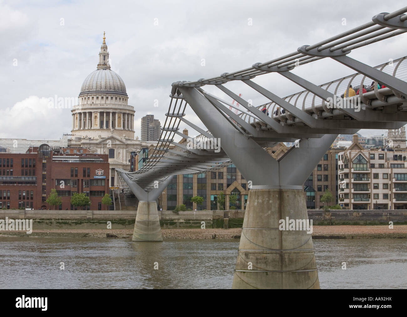 Millenium bridge and St Paul s cathedral London England UK Europe Stock ...
