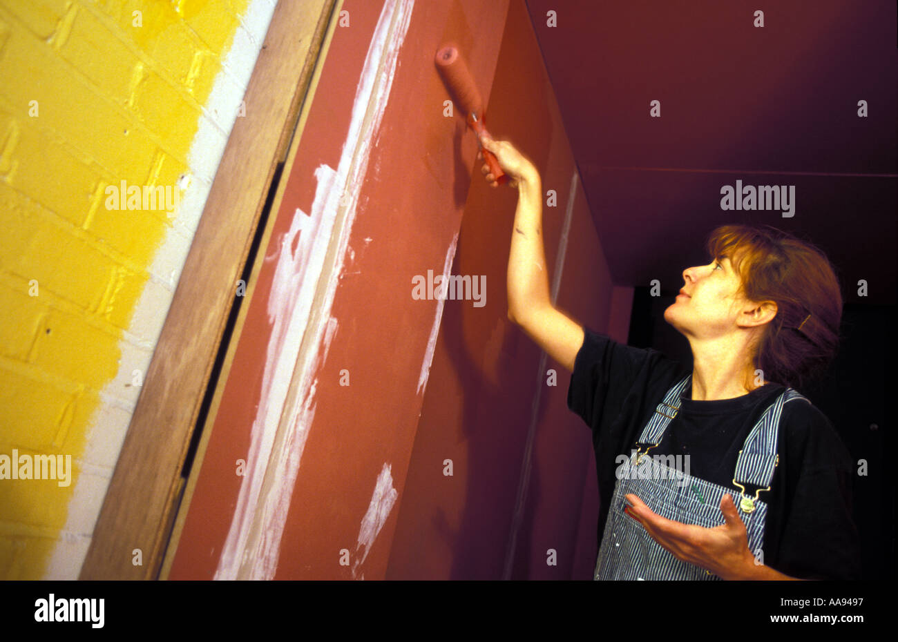 Young woman learning painting skills at further education college Stock ...