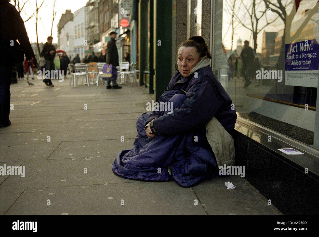 Homeless woman begging in Islington North London Stock Photo - Alamy