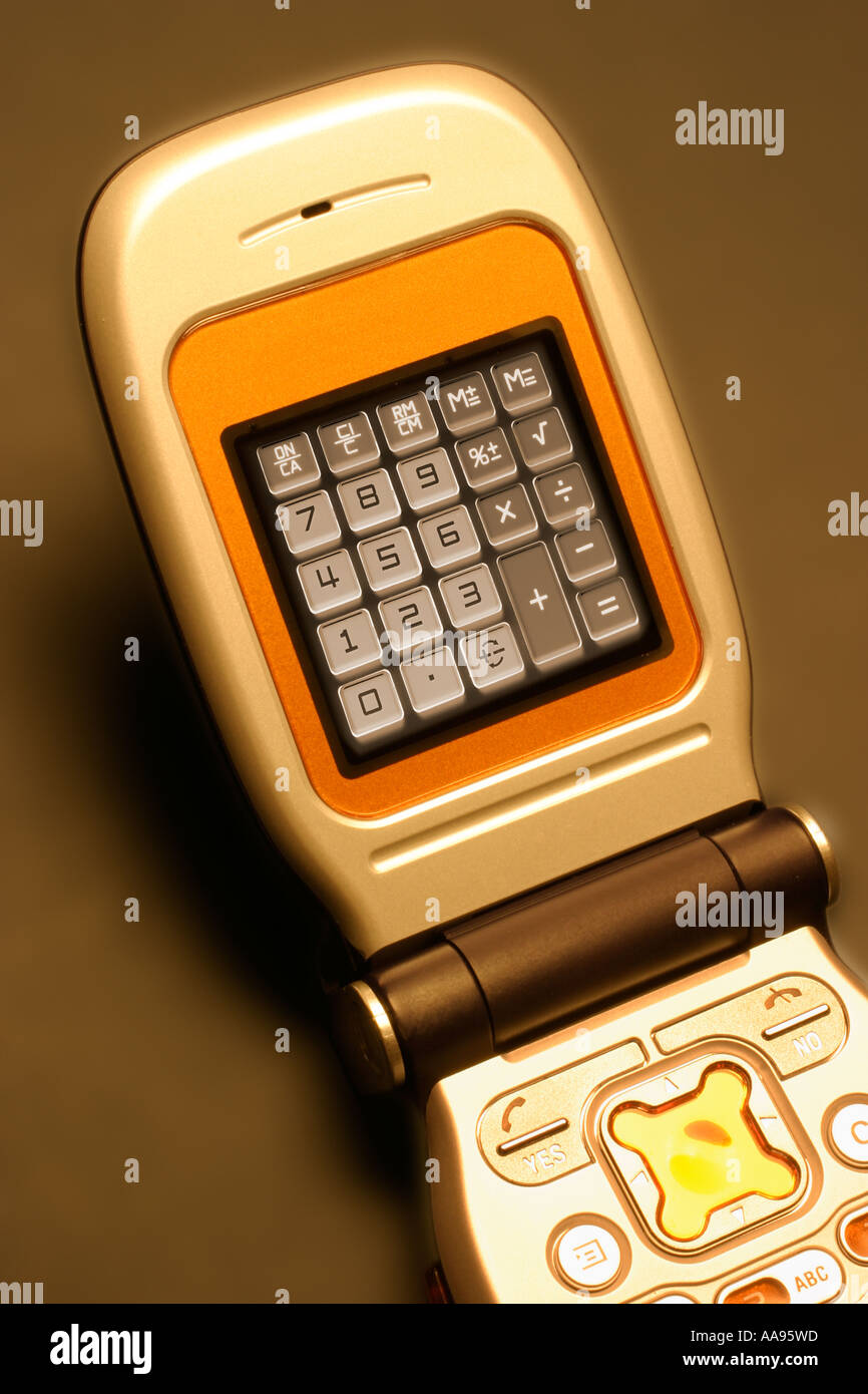 Mobile Phone with Calculator on Screen Stock Photo - Alamy