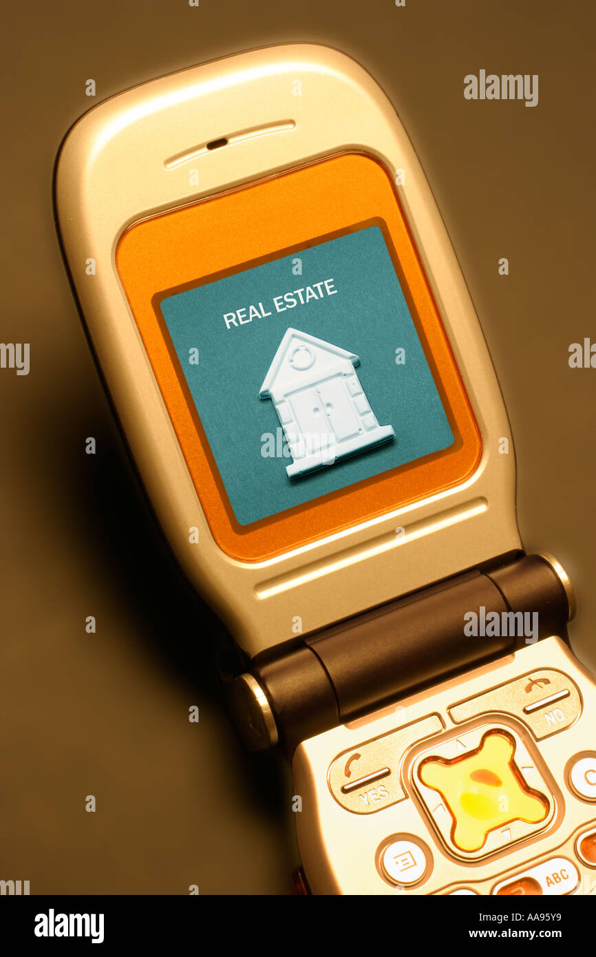 Mobile Phone with Real Estate on Screen Stock Photo - Alamy
