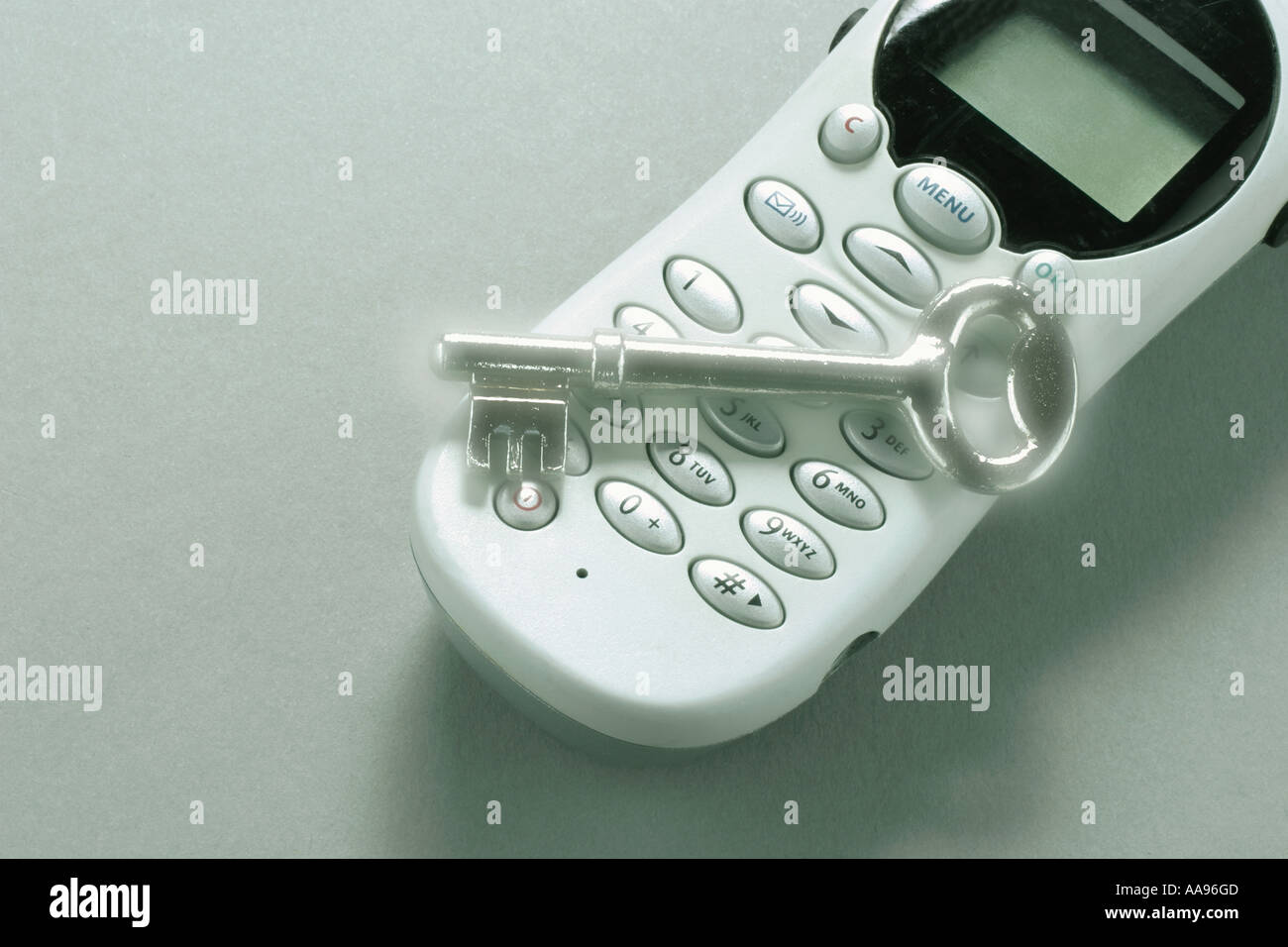 Mobile Phone and Key Stock Photo - Alamy