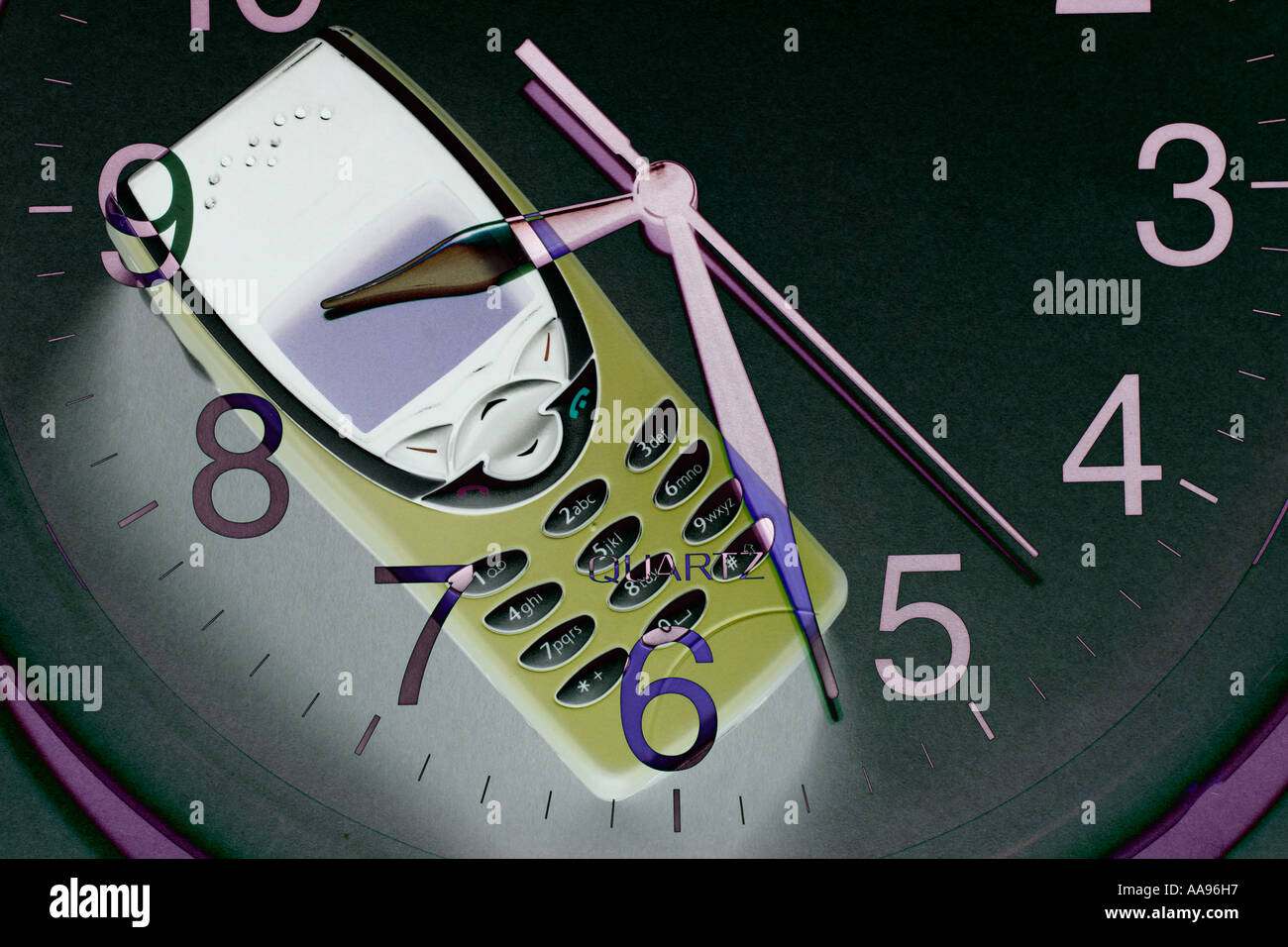 Clock and Mobile Phone Stock Photo - Alamy