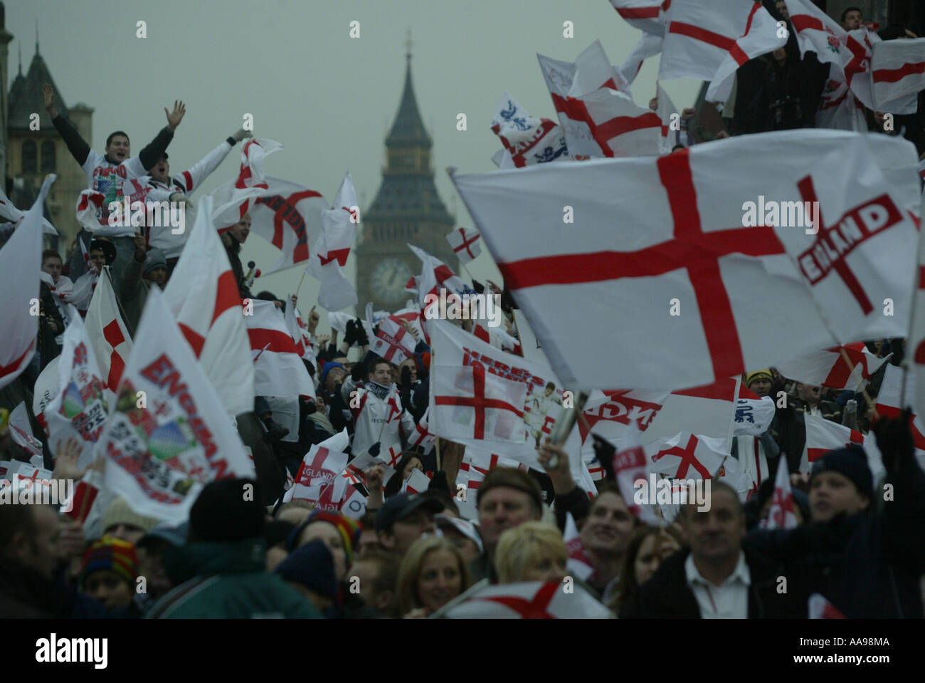 ENGLAND FLAGS OF ST GEORGE ARE SEEN WAVING IN TRAFALGAR SQUARE ...