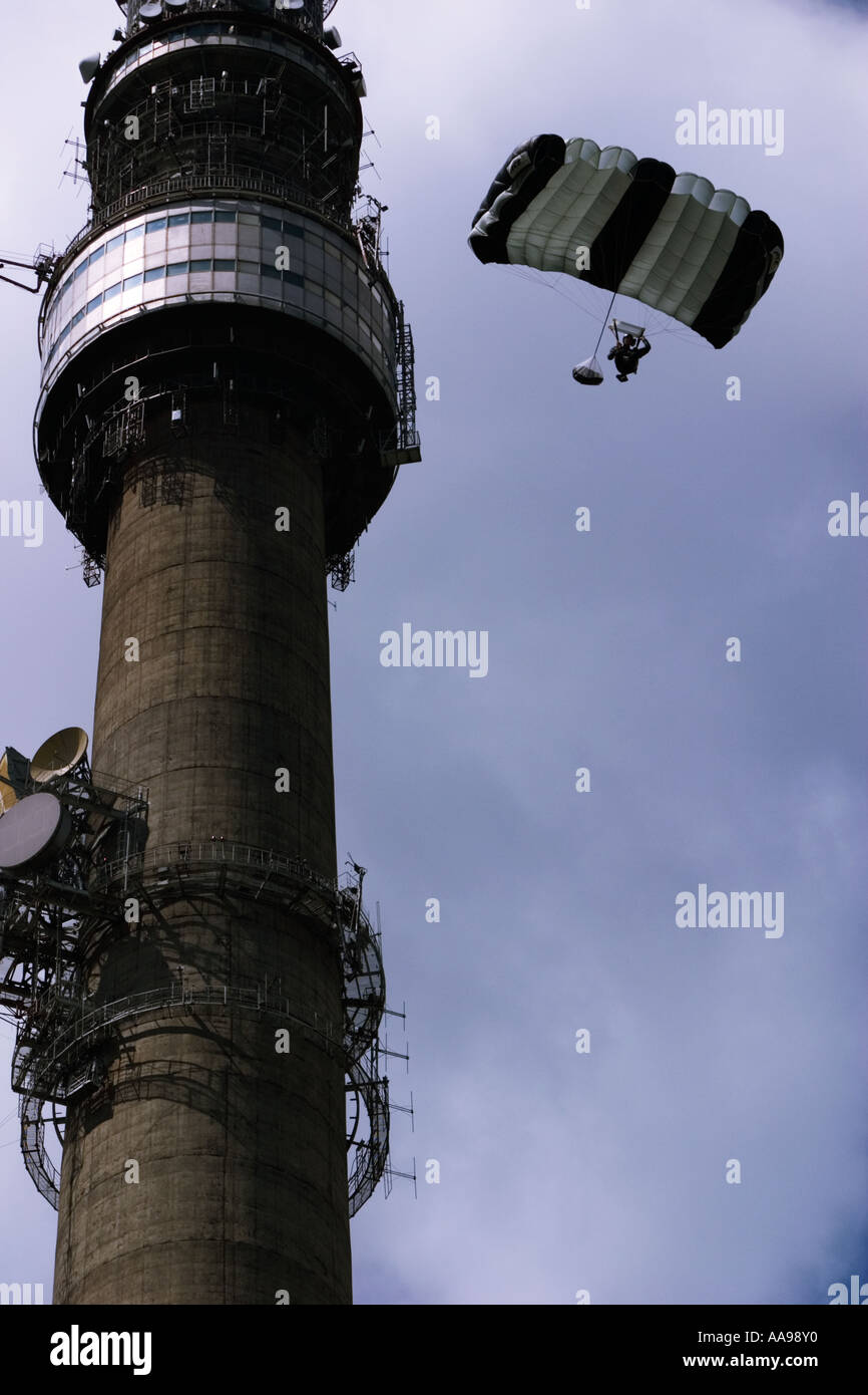 Base-jumping from the Ostankinskaya TV Tower Stock Photo - Alamy