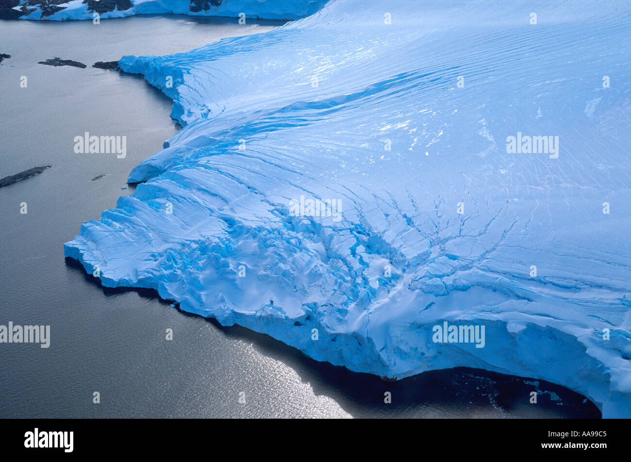 Aerial view of glacier ice meeting the sea, Antarctica Stock Photo - Alamy
