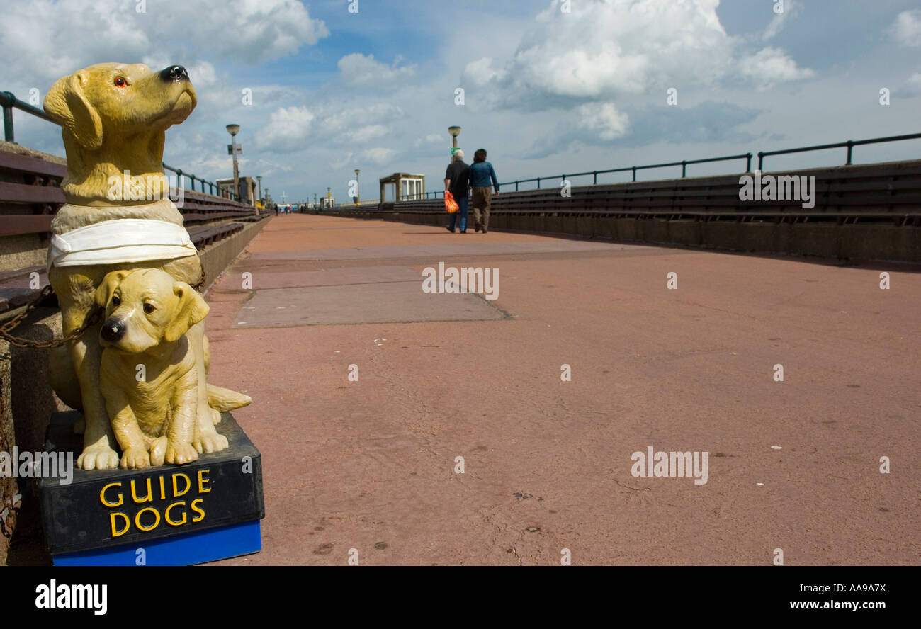 Life size Guide Dogs collection box on the pier, Deal, Kent, England ...