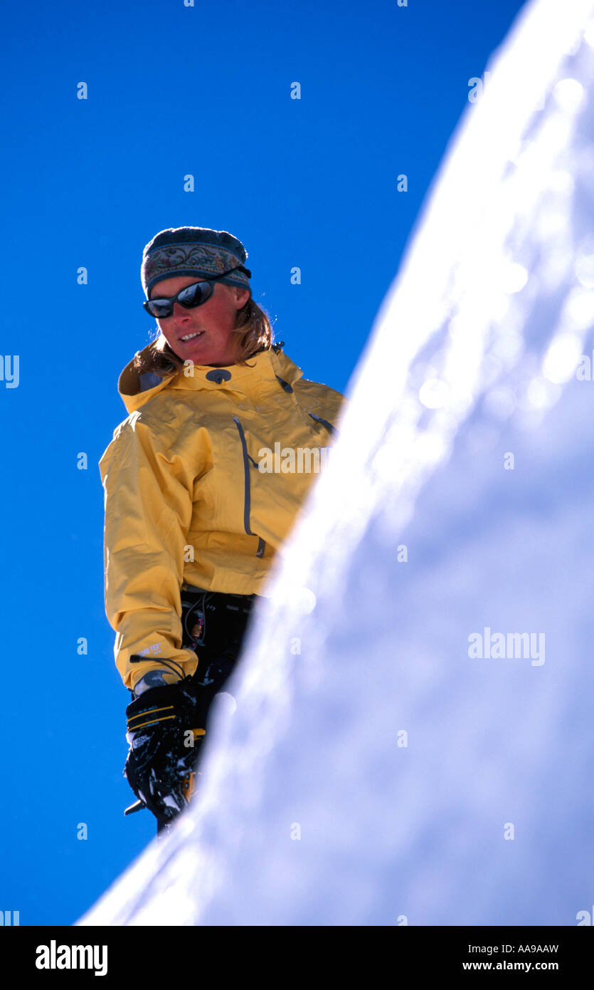 Polly Murray stopping to admire the scenery whilst ice climbing in the ...