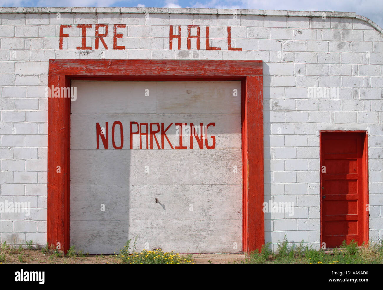 Weathered old Fire Hall door Stock Photo - Alamy