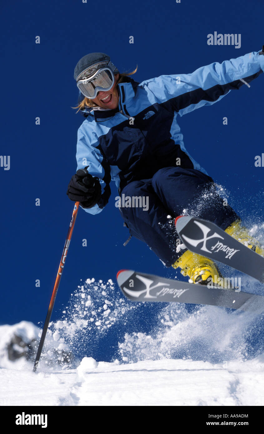 Laughing girl Polly Murray enjoys her skiing Stock Photo - Alamy