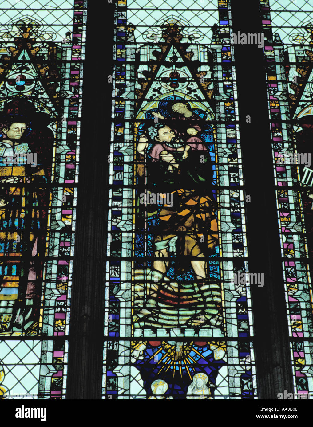 Stained glass window depicting Saint Christopher, York Minster, City of ...