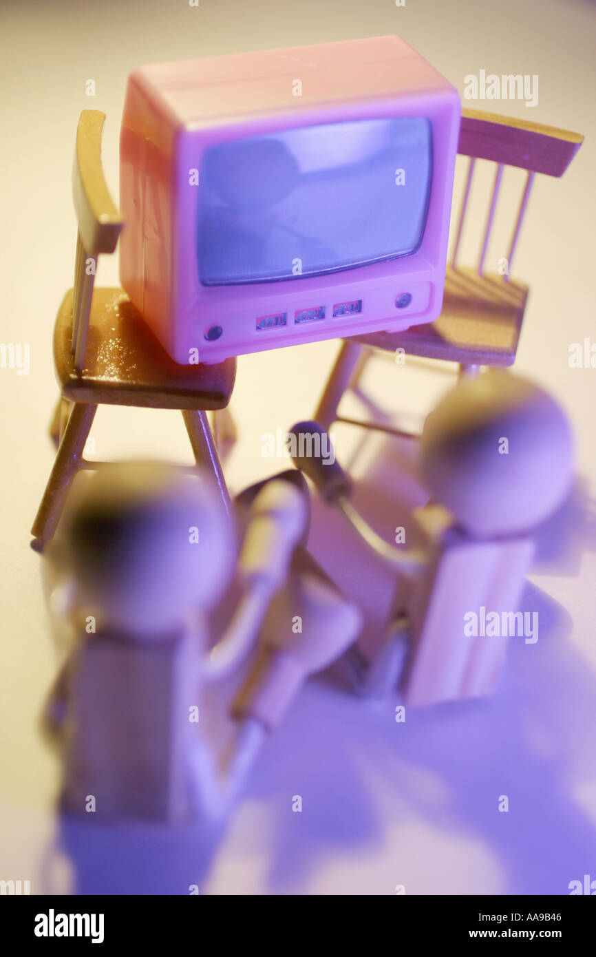 Miniature Figures Watching TV Stock Photo - Alamy
